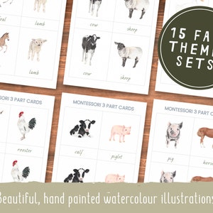 Farm Animals Montessori 3 Part Cards // Preschool Printable ...
