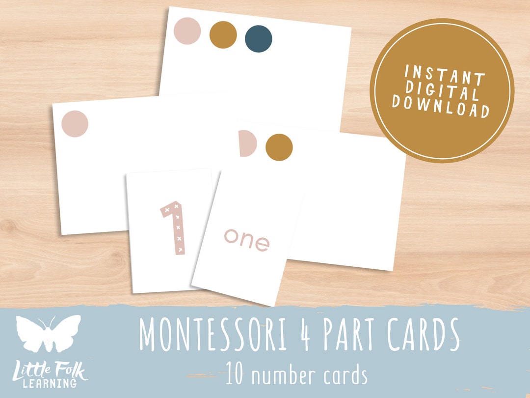 Number 4 Part Cards // Montessori Printable Alphabet Flash Cards ...