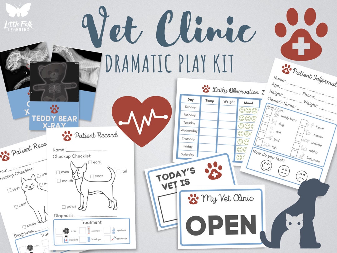 Vet Clinic Dramatic Play Kit // Pretend Play // Preschool Printable ...