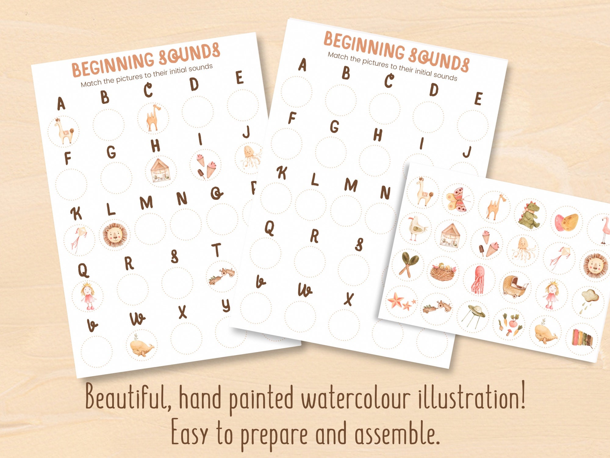 Beginning Sounds // Alphabet Match // Preschool Printable // - Etsy