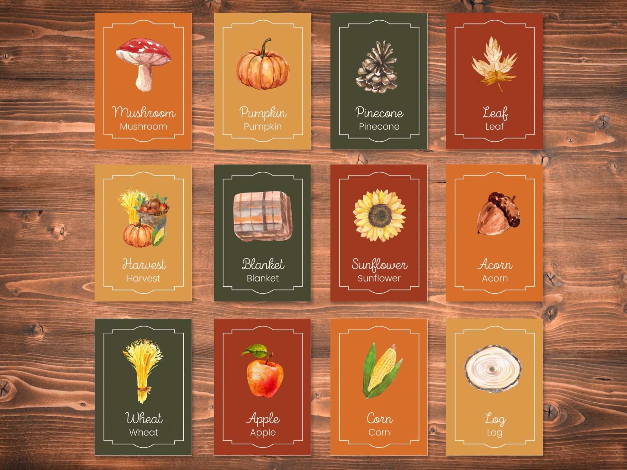 Autumn Flash Cards // Printable // Montessori // Homeschool // - Etsy