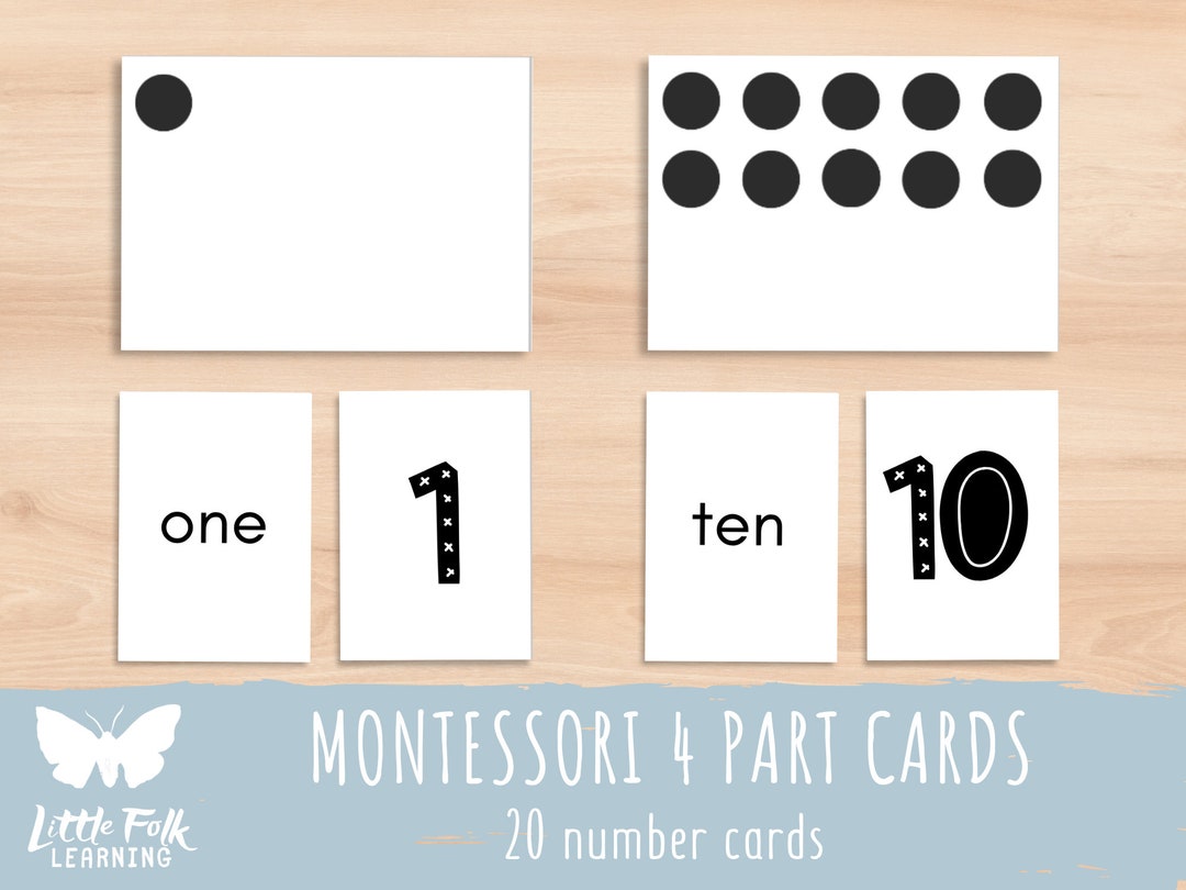 Number 4 Part Cards 0 to 20 // Montessori Printable Alphabet Flash ...