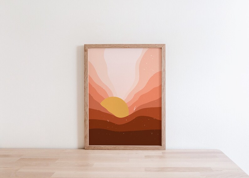 Boho Sunset Art Print, Terracotta Sunset Art, Sunset Art Print ...
