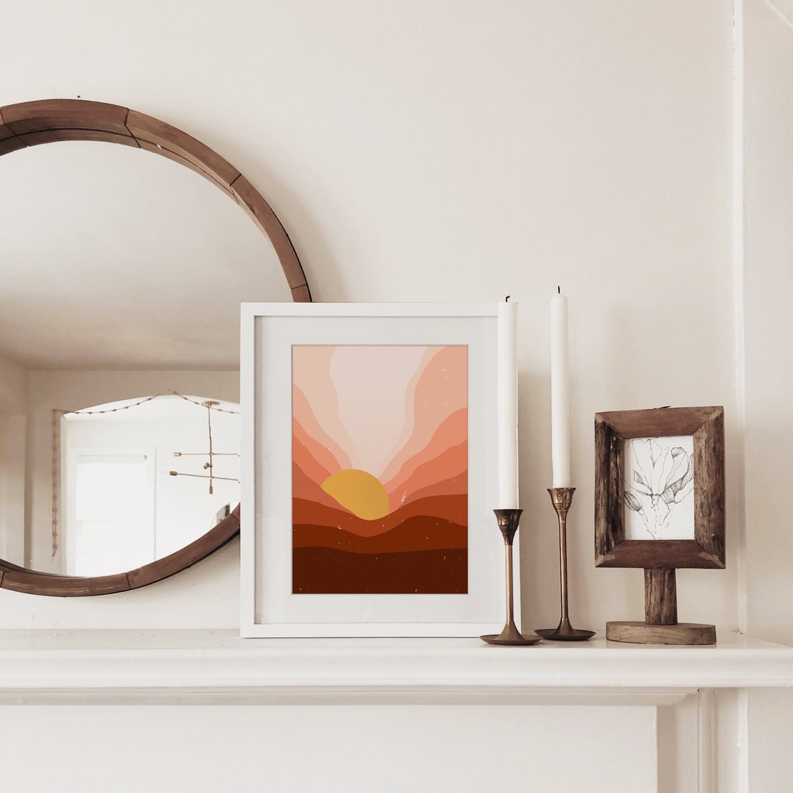Boho Sunset Art Print, Terracotta Sunset Art, Sunset Art Print ...