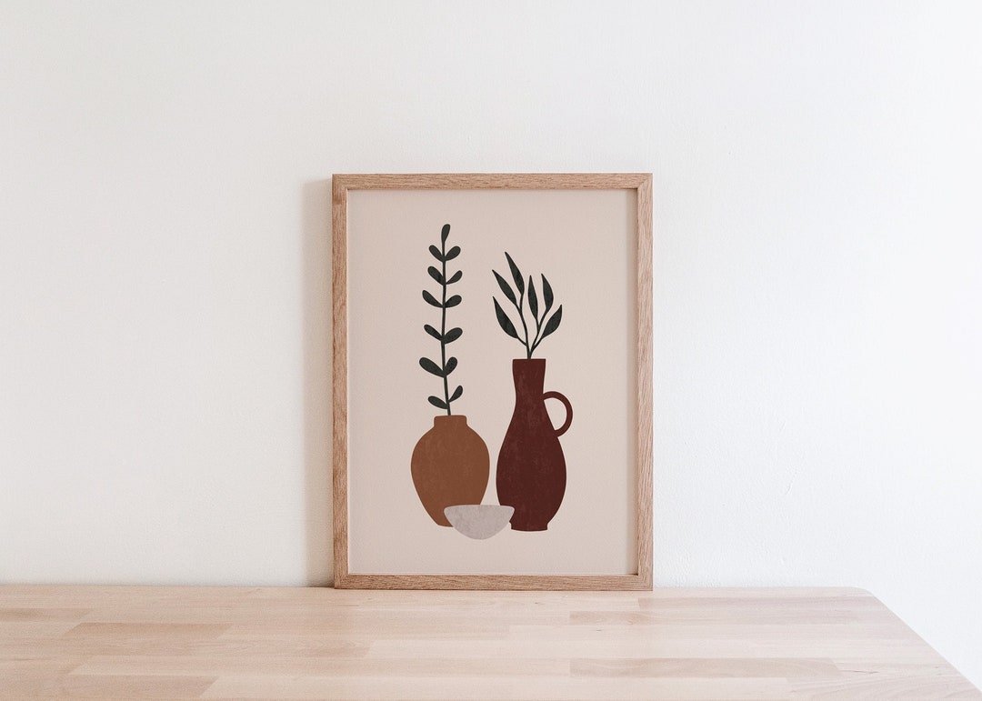 Boho Vase Print, Boho Vase Art Print, Vase Wall Art, Mid Century Vase ...