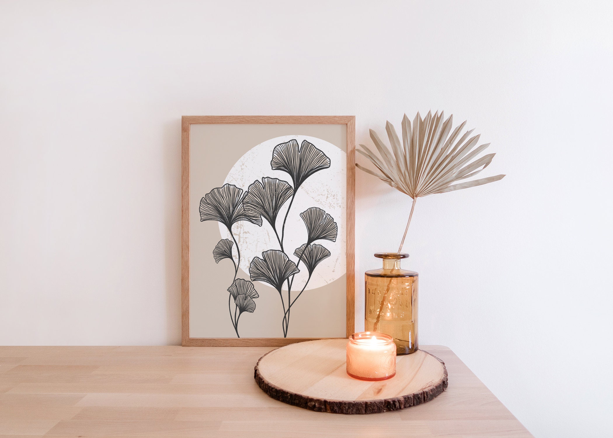 Ginkgo Art Print Neutral Ginkgo Wall Art Ginkgo Digital - Etsy