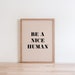 Be A Nice Human Be A Nice Human Print Typography Print - Etsy