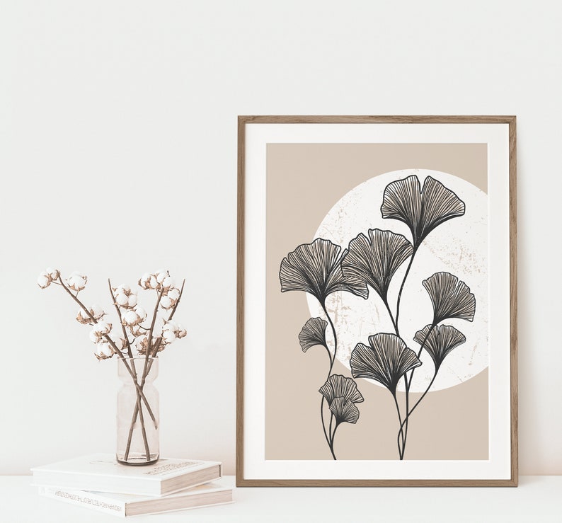 Ginkgo Art Print, Neutral Ginkgo Wall Art, Ginkgo Digital Download ...