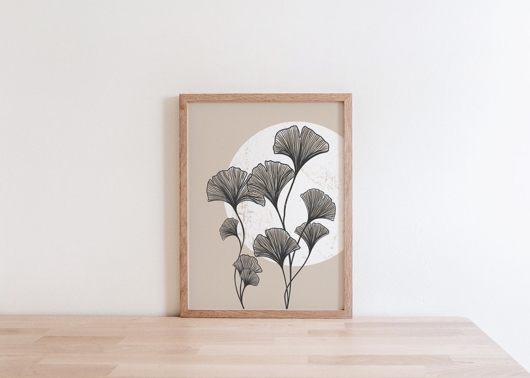 Ginkgo Art Print, Neutral Ginkgo Wall Art, Ginkgo Digital Download ...