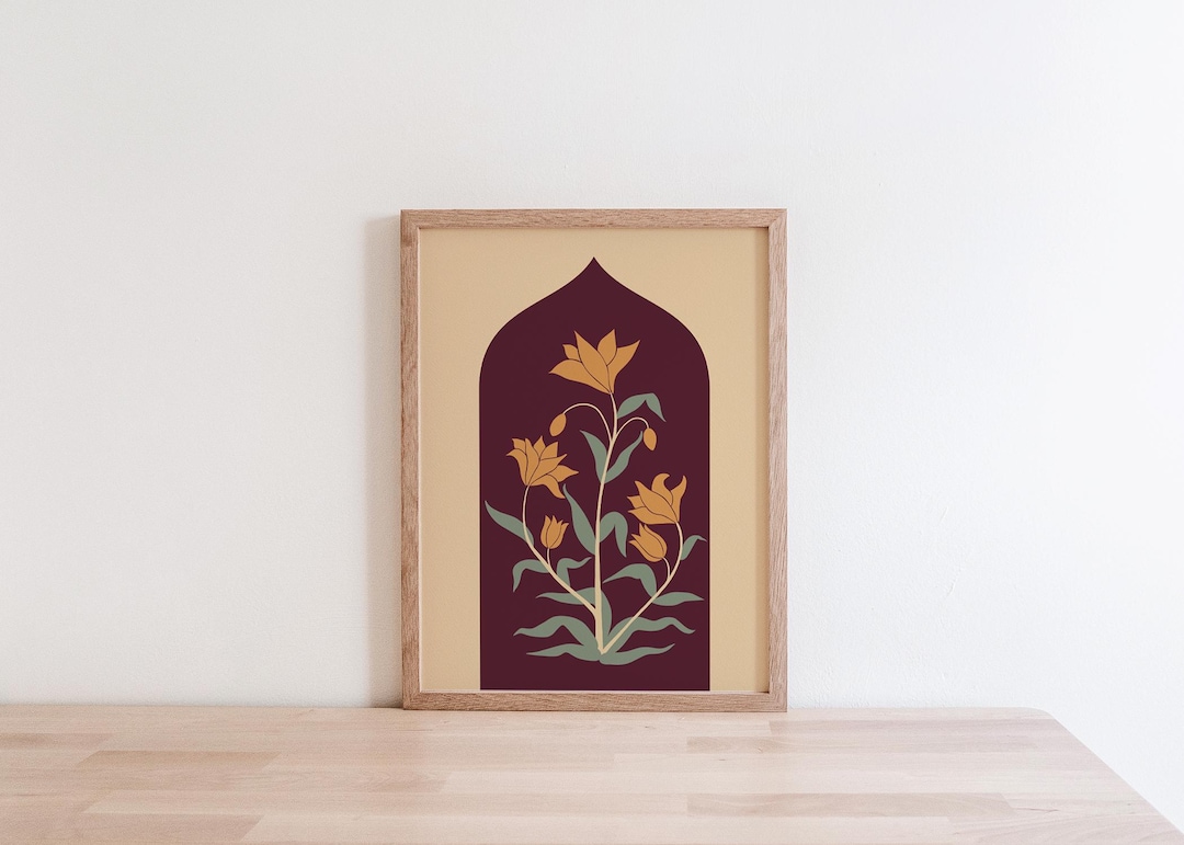 Vintage Floral Art Print, Floral Folk Art, Mughal Folk Art, Pakistani ...