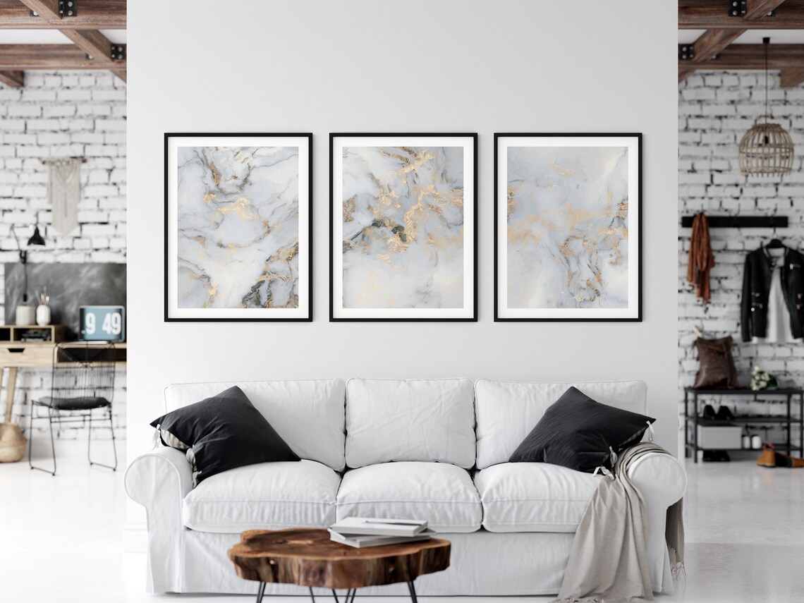 Marble Prints Set of 3 Marble Prints Black and White - Etsy