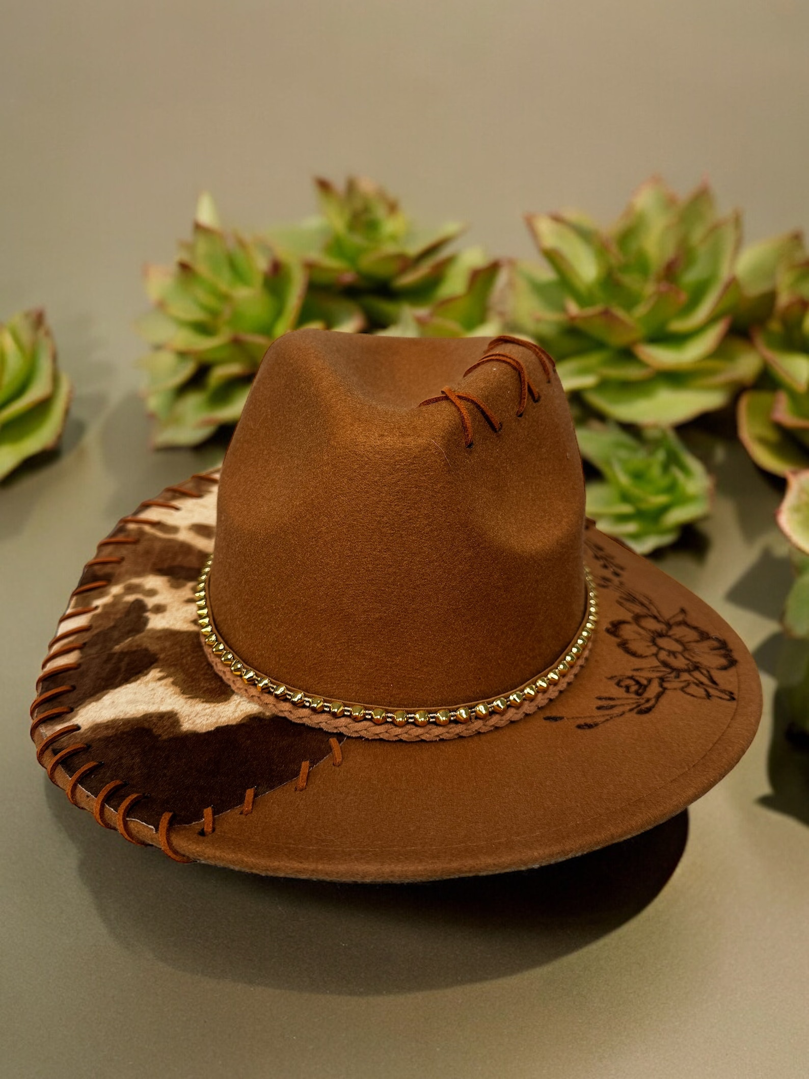 Western Cow Print Hat, Hand Designed, Can Make Custom Hats With Your ...