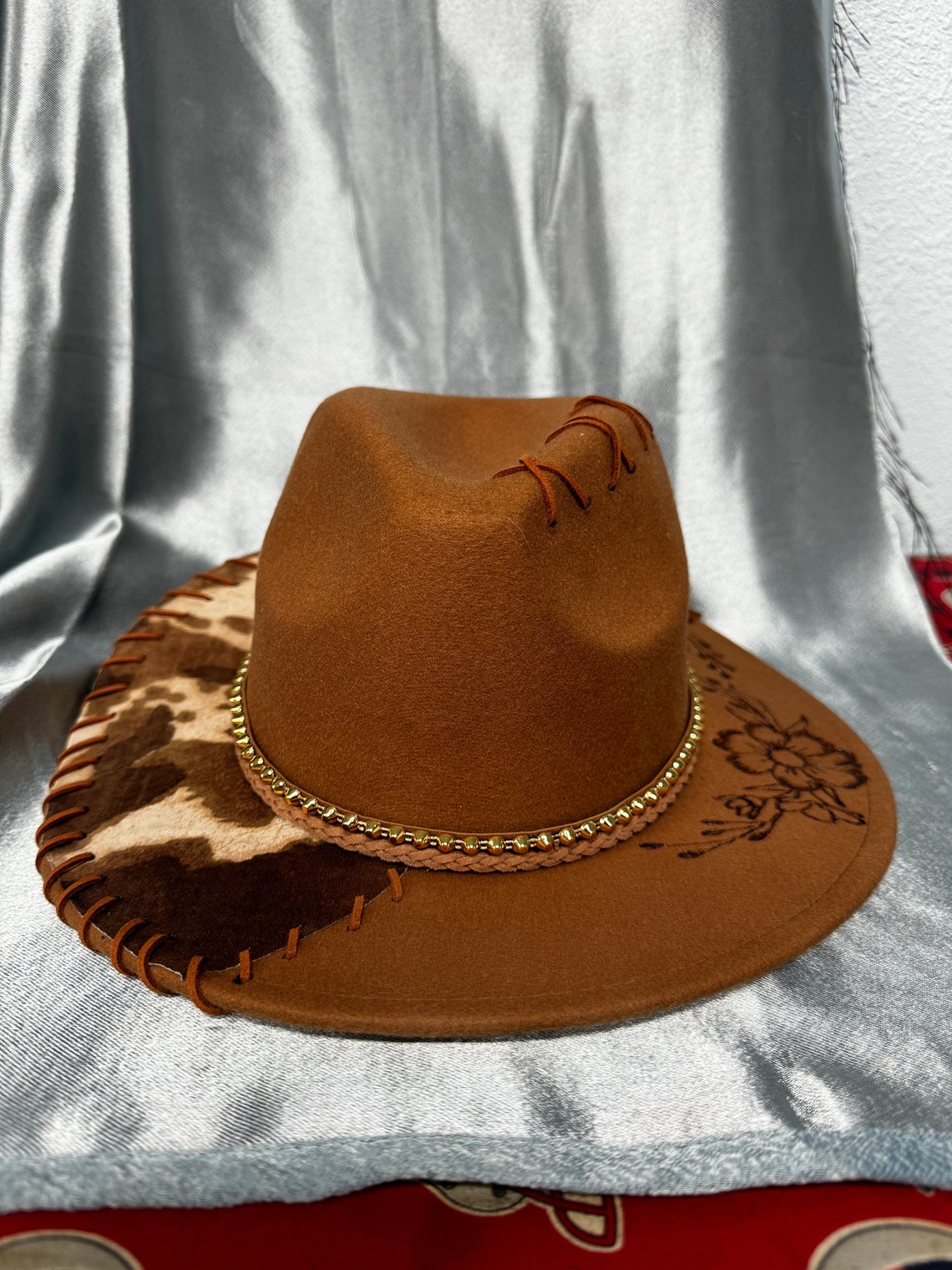 Western Cow Print Hat, Hand Designed, Can Make Custom Hats With Your ...