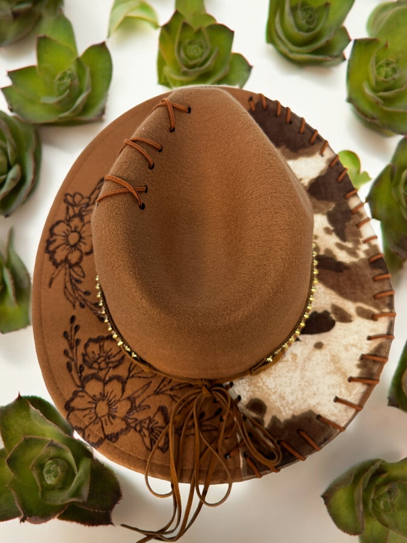 Western Cow Print Hat, Hand Designed, Can Make Custom Hats With Your ...