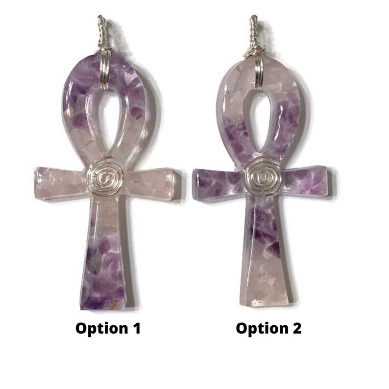Rose Quartz & Amethyst Ankh Pendant | Etsy