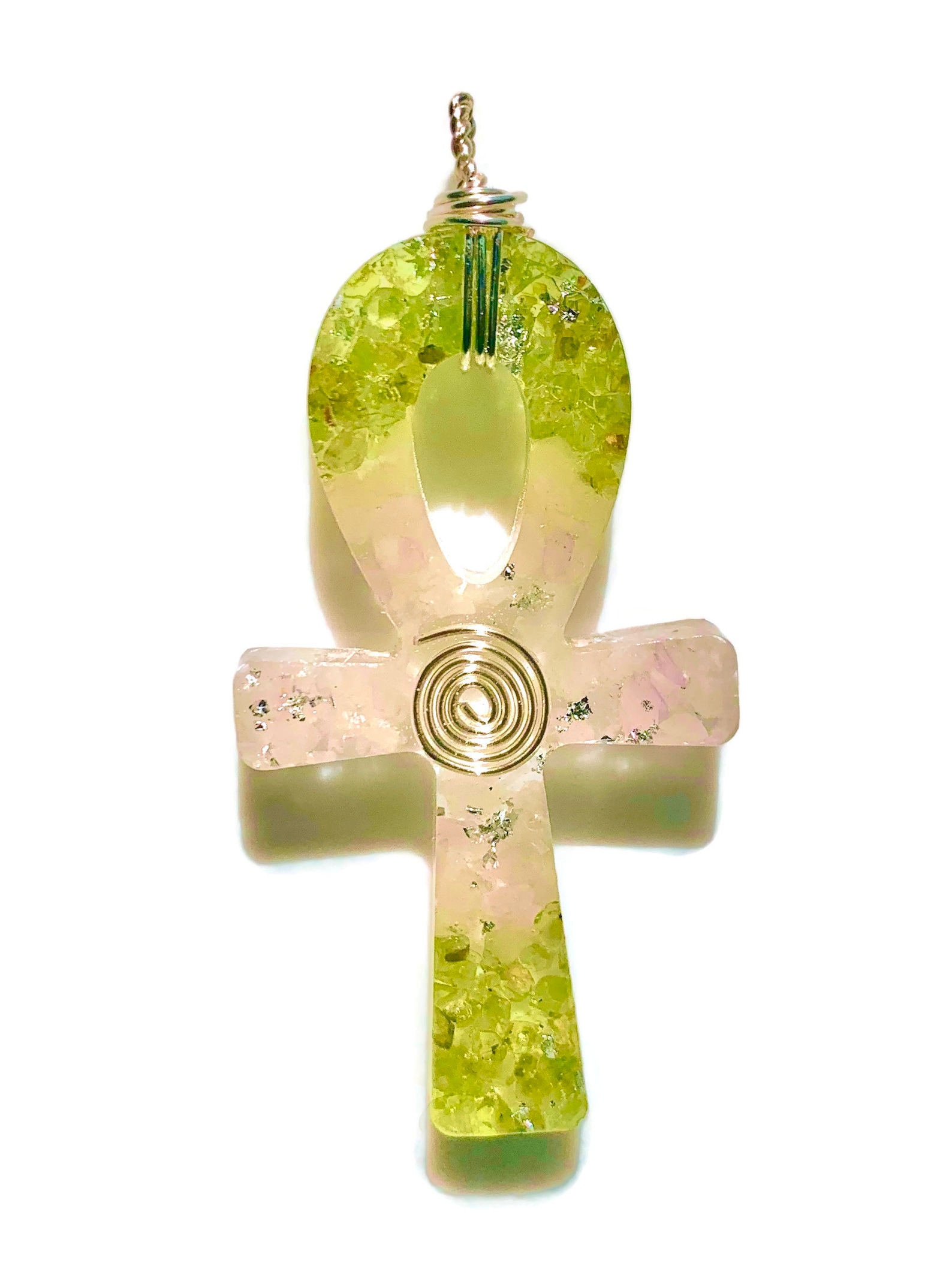 Peridot & Rose Quartz Ankh Pendant | Etsy