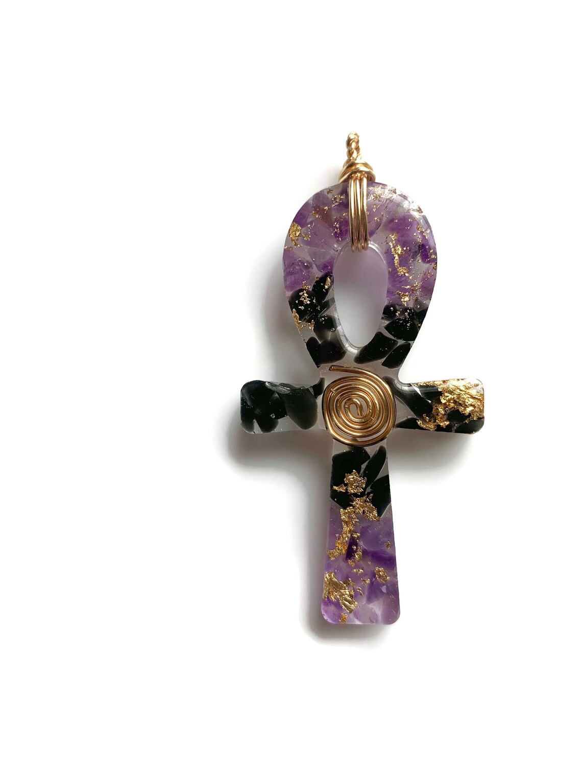 Amethyst / Black Onyx/ Hematite Necklace With Ankh - Etsy