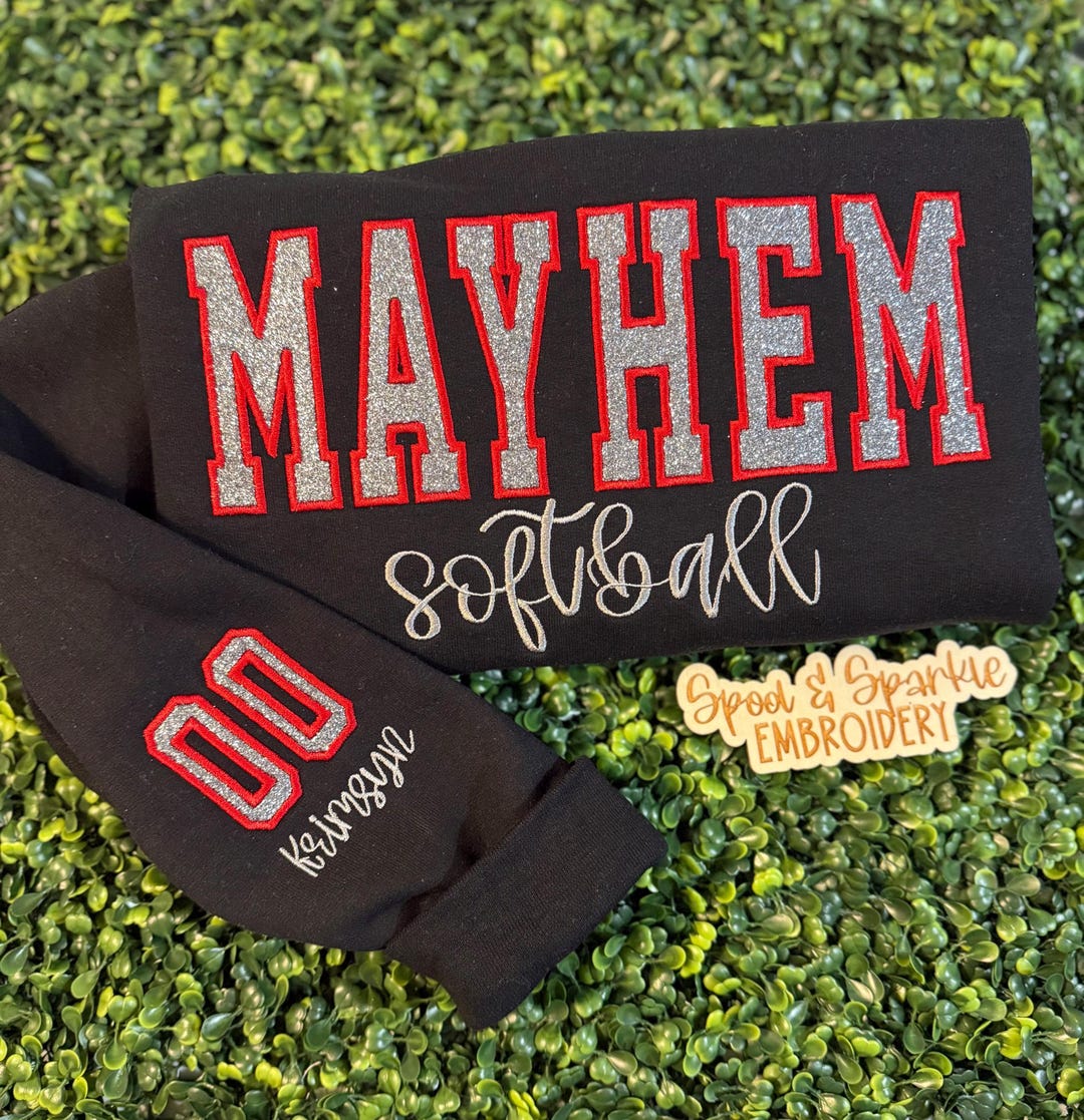 Embroidered Softball Sweatshirt, Glitter Softball Mama Sweatshirt ...