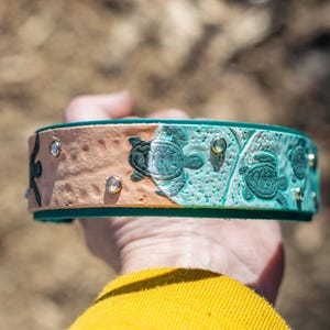 Baby Sea Turtles - Tooled Leather Dog Collar - Handcrafted, Custom-made ...