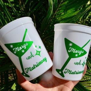 Margs and Matrimony Bachelorette Party Cups, Cabo Bachelorette Favors ...