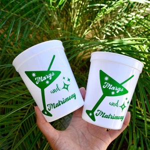 Margs and Matrimony Bachelorette Party Cups, Cabo Bachelorette Favors ...