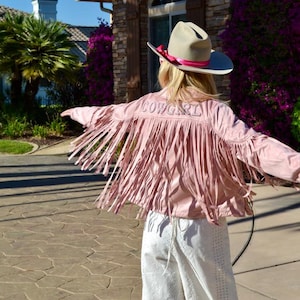 Custom Suede Fringe Jacket, Western Jacket, Black White Pink Brown Red ...