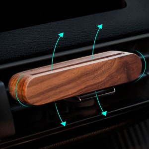 Walnut Wood Car Vent Clip Air Freshener Customizable Essential Oil