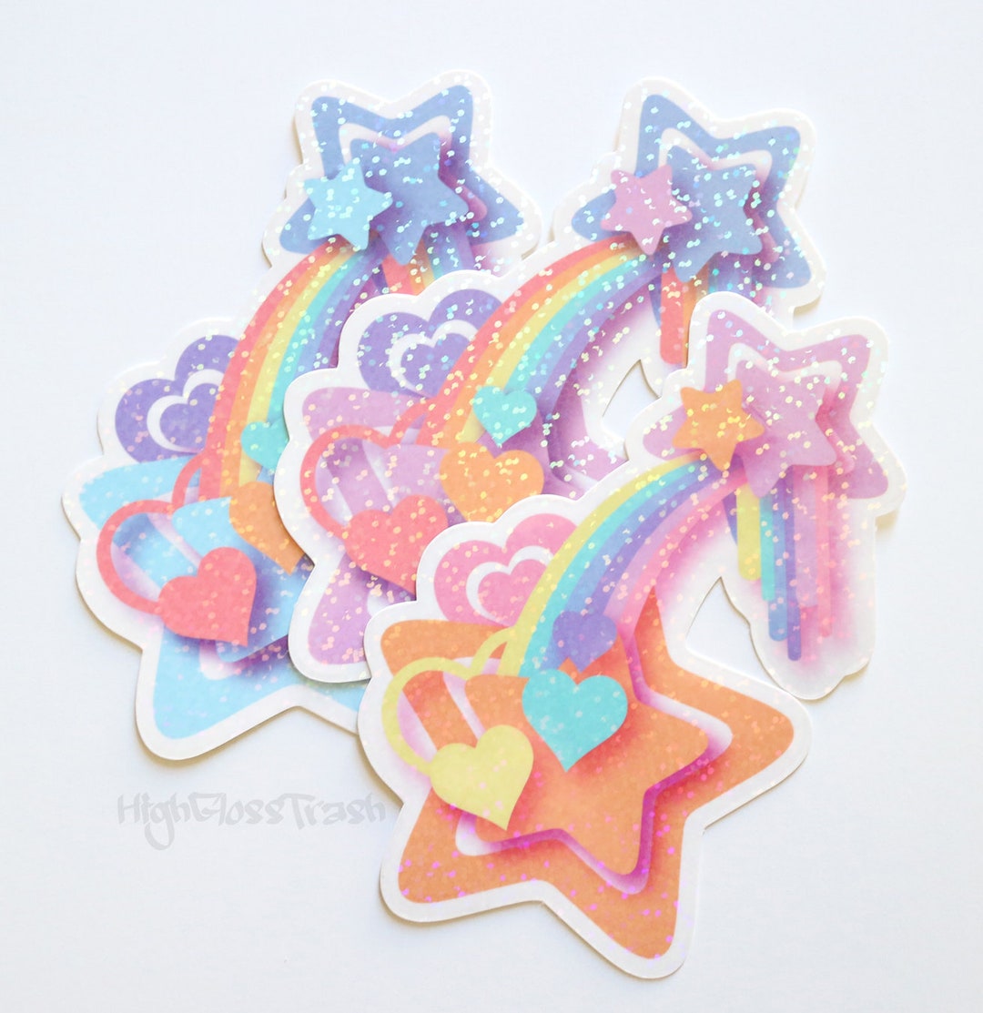 Holographic Melting Star Sticker Pack: Pastel Rainbow Stickers - Etsy