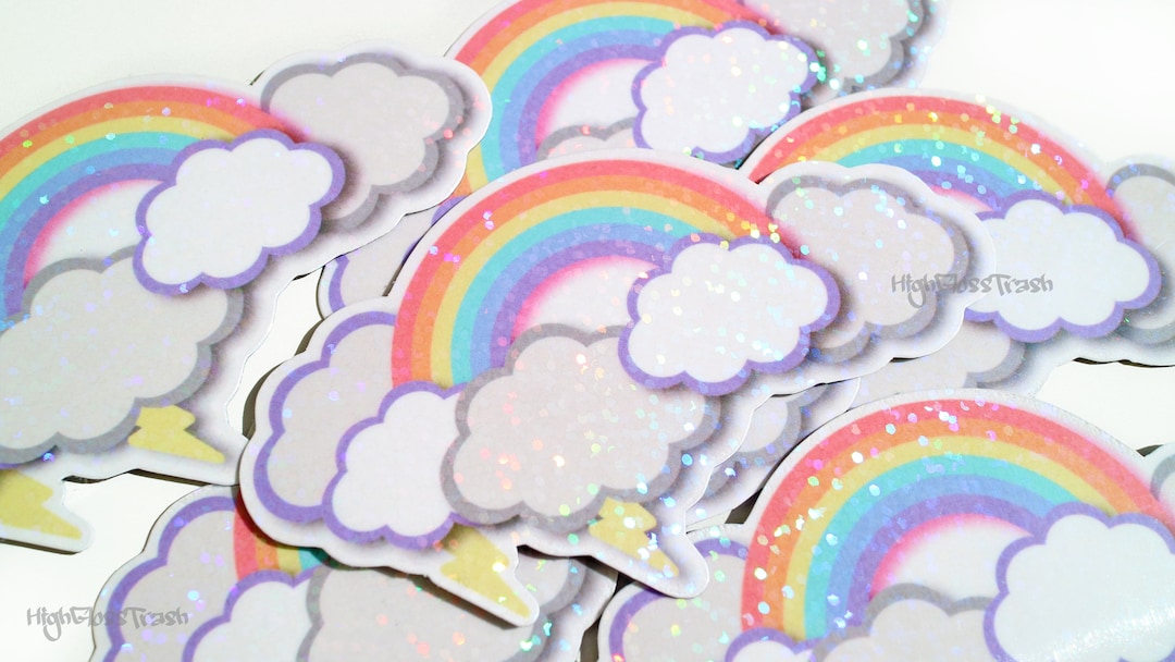 Rainbow Storm Cloud Magnet With Holographic Film, Cloud Fridge Magnet ...