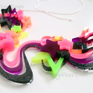 Neon Statement Necklace Made of Laser Cut Acrylic. Acrylic Jewelry in ...
