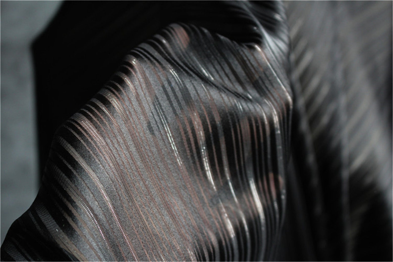 Black Silver Chiffon Texture Yarn Translucent Fabric Chiffon - Etsy