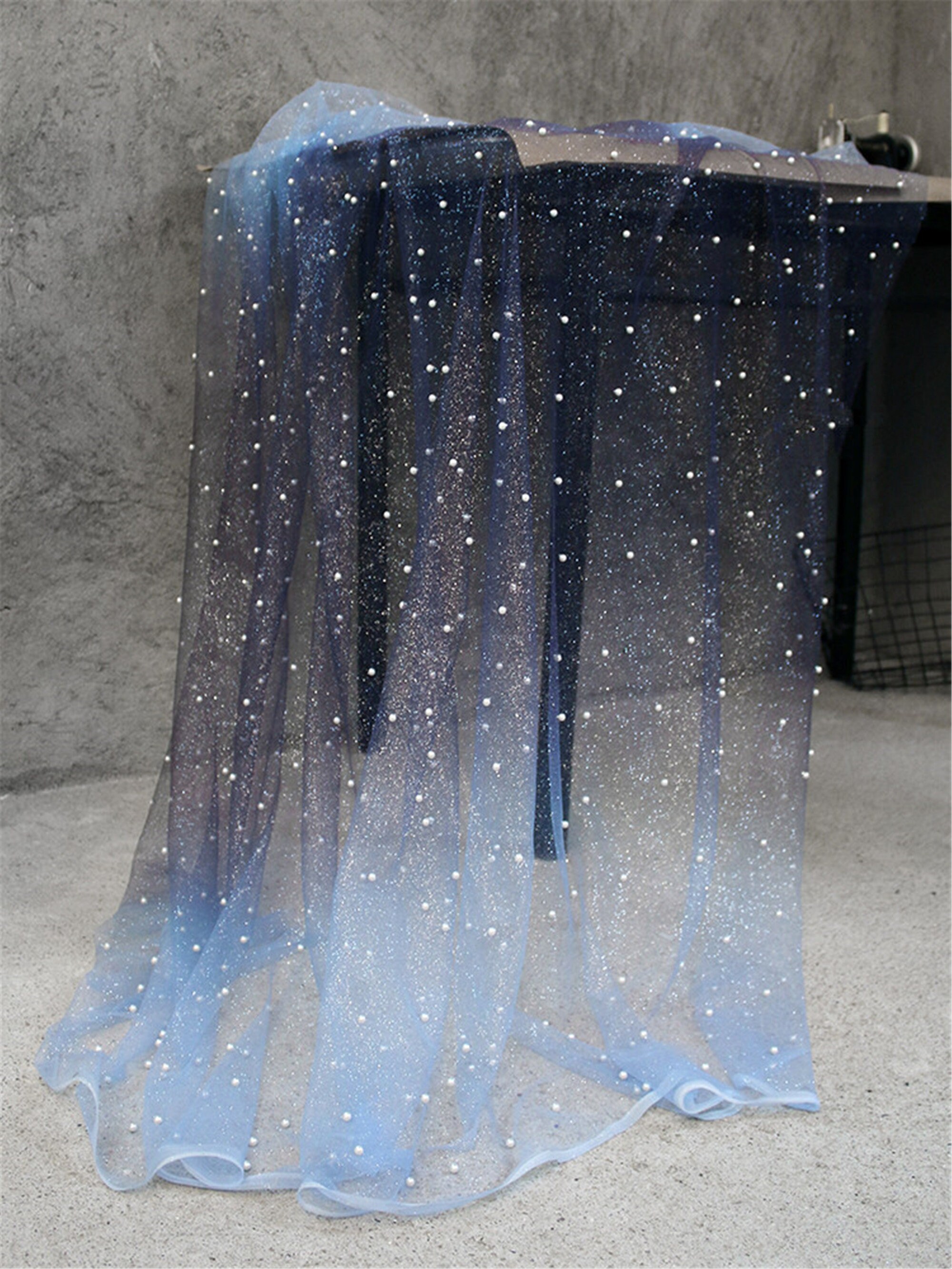 Ombre Purple Blue Sparkle Tulle With Pearls Gradient Pearls - Etsy