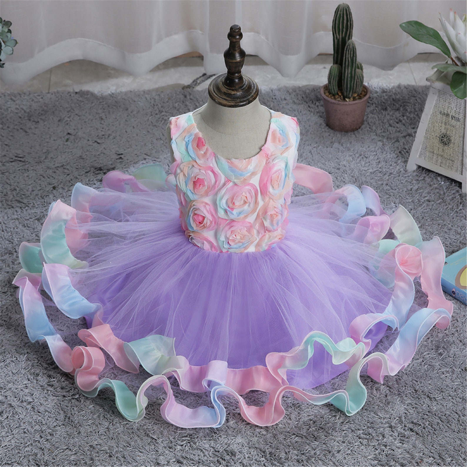Princess Dress Colorful Tulle Dress Flower Girl Dress Wedding - Etsy