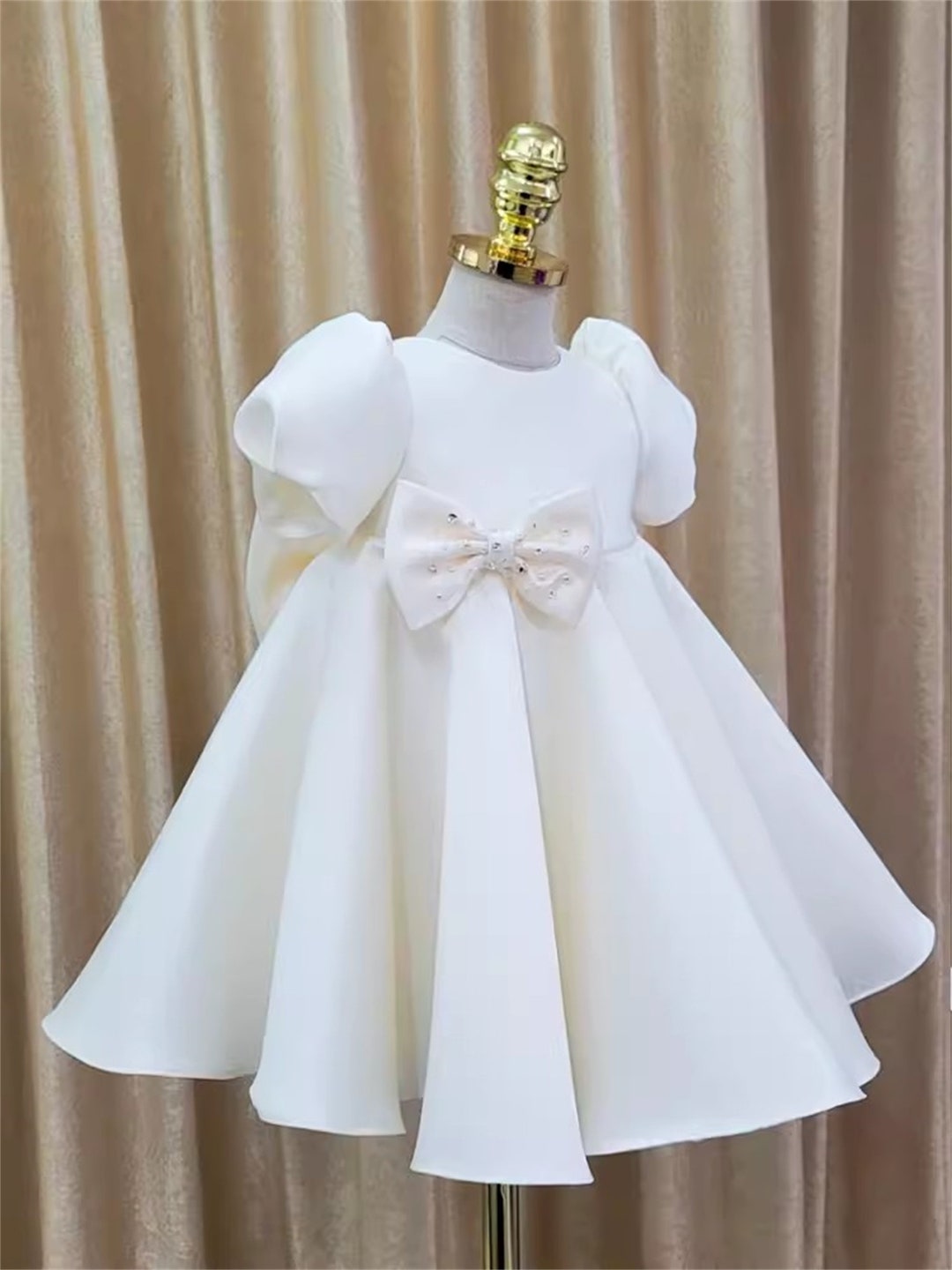 Ivory Satin Toddler Dress Baby Girl Dress Elegance Gown - Etsy