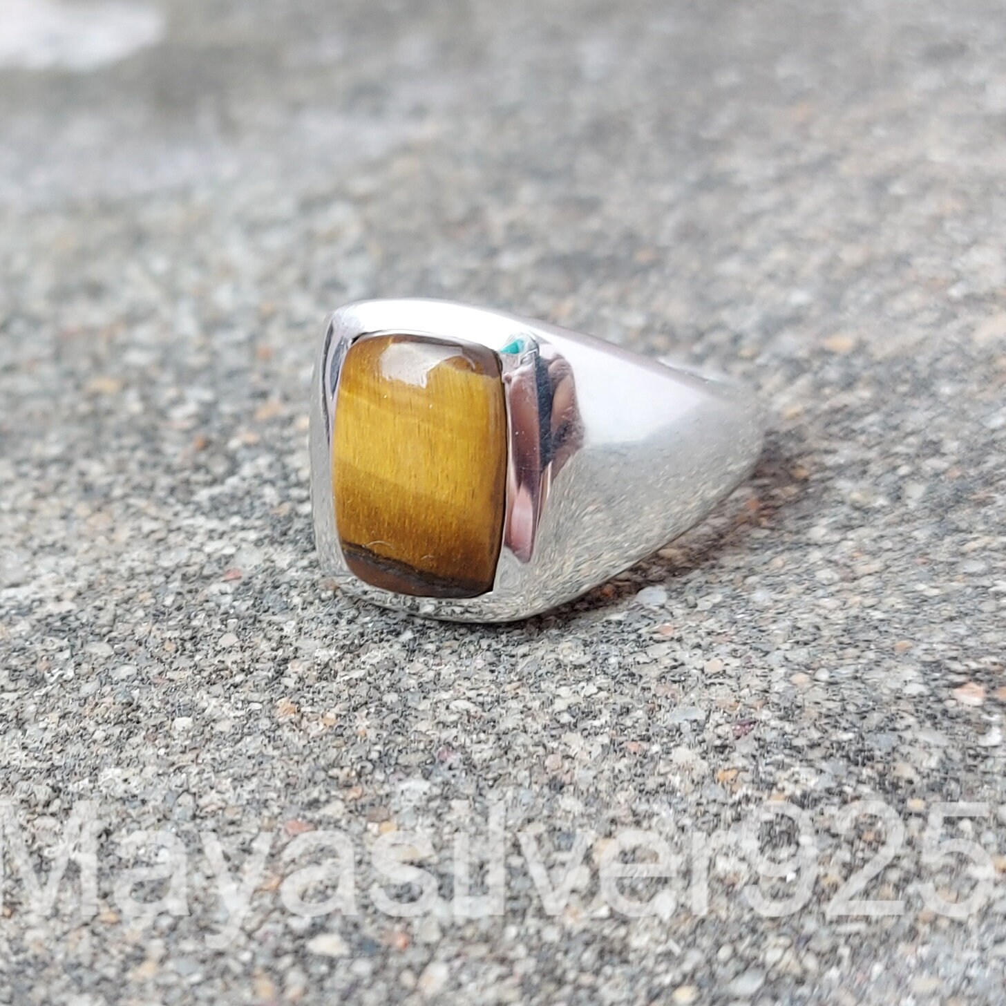 Tiger Eye Signet Ring 14k Plated Ring Gold Tiger Eye Ring | Etsy