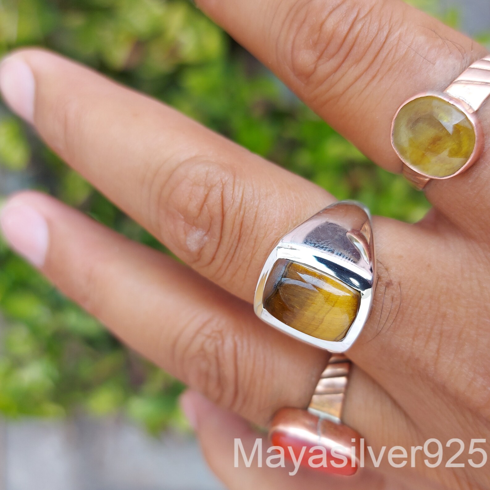 Tiger Eye Signet Ring 14k Plated Ring Gold Tiger Eye Ring - Etsy