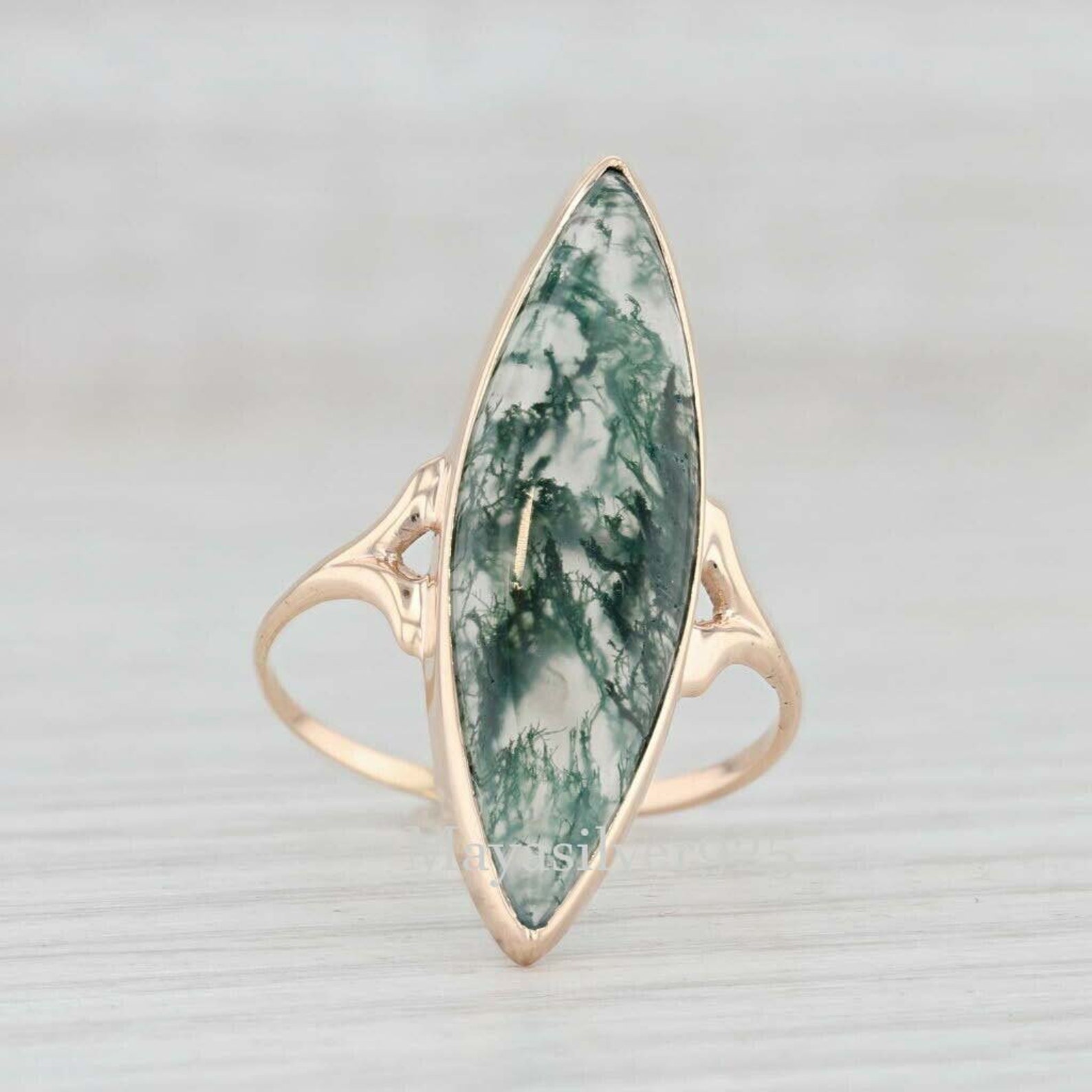 Natural Moss Agate Ring Large moss agate Gemstone Solid 925k | Etsy