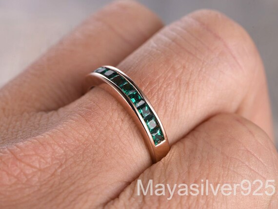 Princess Cut Emerald Engagement Ring 14k Yellow Gold Plated | Etsy