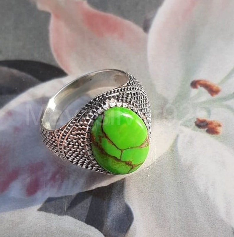 Green Copper Turquoise 925 Silver Ring Handmade Ring Copper | Etsy