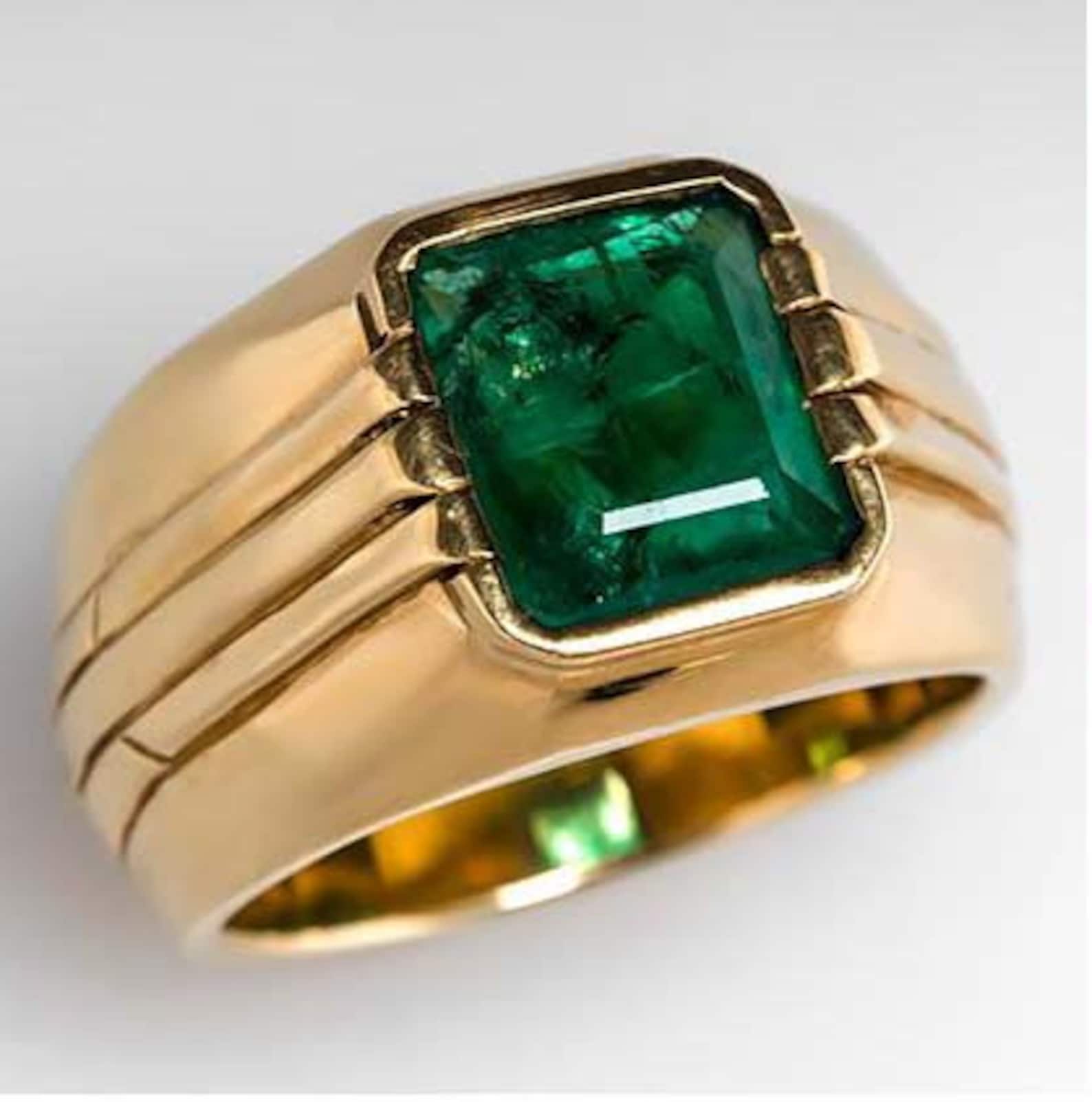 Emerald Ring Natural Mens Ring 925 Solid Sterling Silver - Etsy