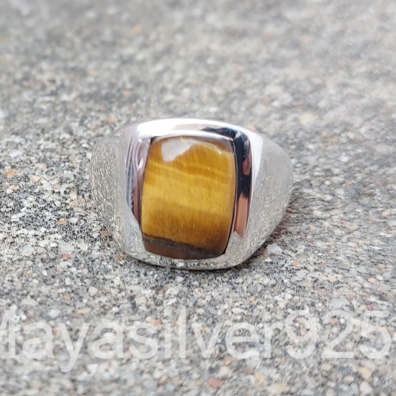 Tiger Eye Signet Ring 14k Plated Ring Gold Tiger Eye Ring | Etsy