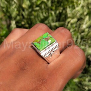 Natural Green Copper Turquoise Ring Solid 925 Sterling Silver - Etsy