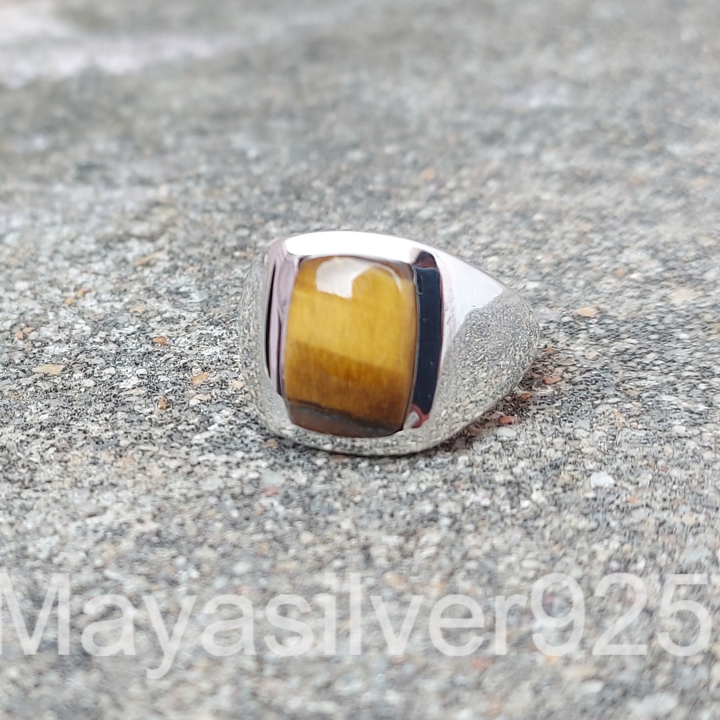 Tiger Eye Signet Ring 14k Plated Ring Gold Tiger Eye Ring | Etsy