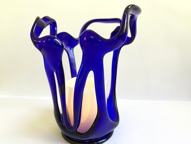 Blue Artique Freeform Glass Sculpture Brighten Home Decor - Etsy
