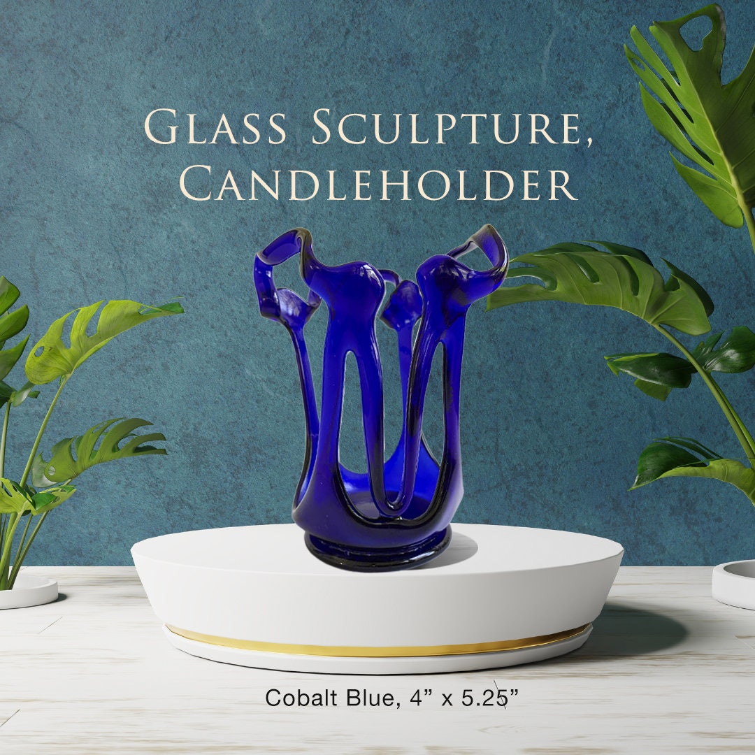 Blue Artique Freeform Glass Sculpture Brighten Home Decor - Etsy