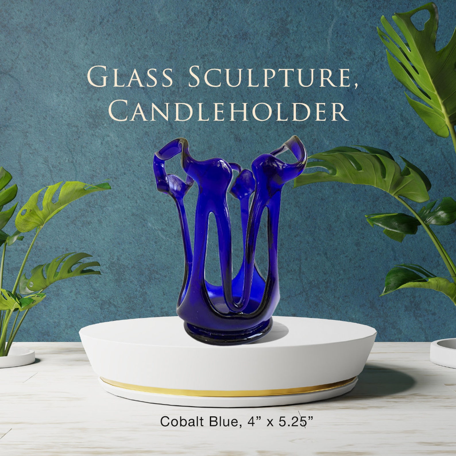 Blue Artique Freeform Glass Sculpture Brighten Home Decor - Etsy