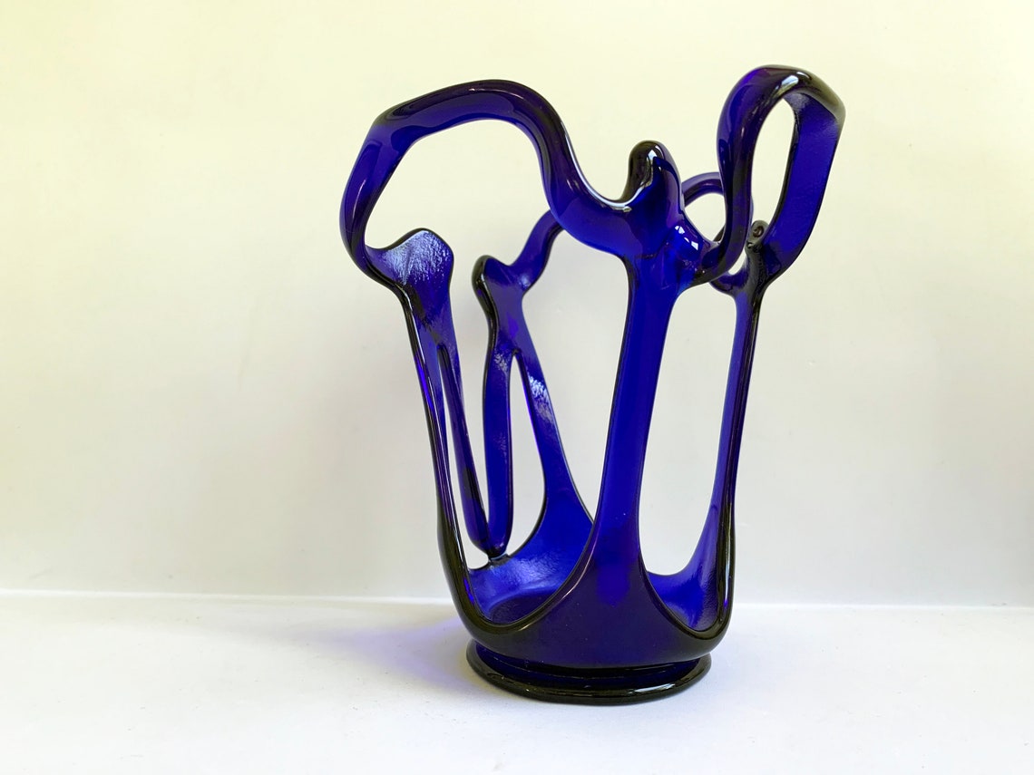 Blue Artique Freeform Glass Sculpture Brighten Home Decor - Etsy