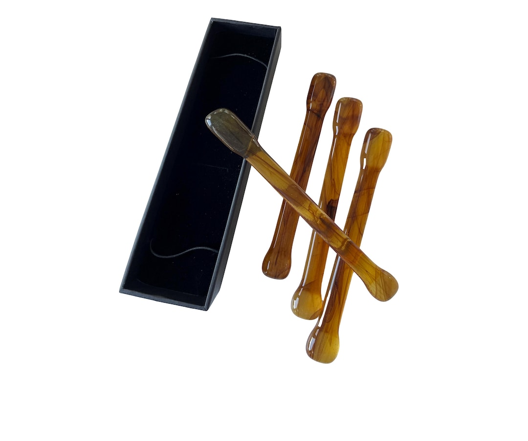 4-5.5” Whiskey Fused Glass Swizzle Sticks + Gift Box - Etsy