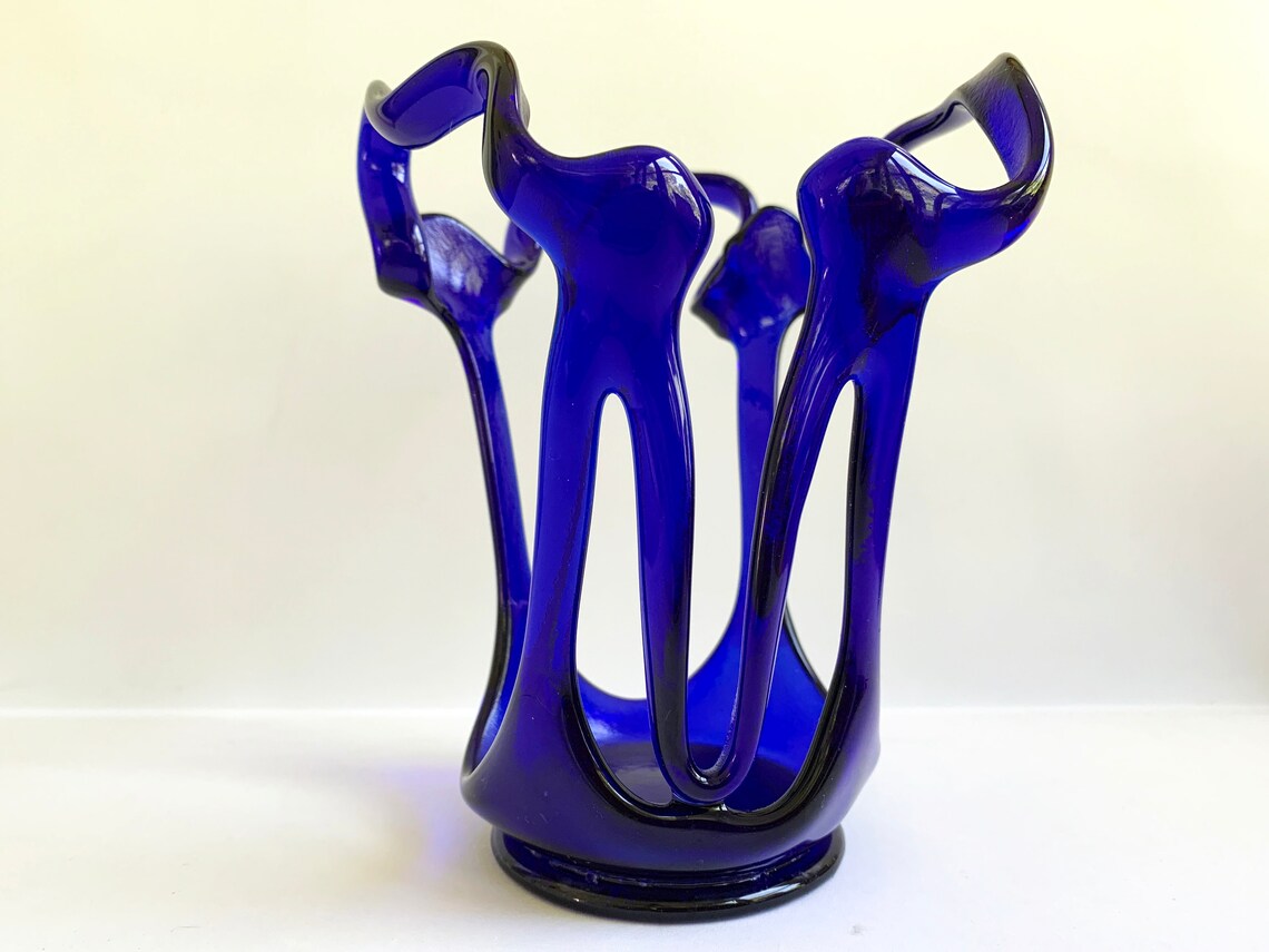 Blue Artique Freeform Glass Sculpture Brighten Home Decor - Etsy