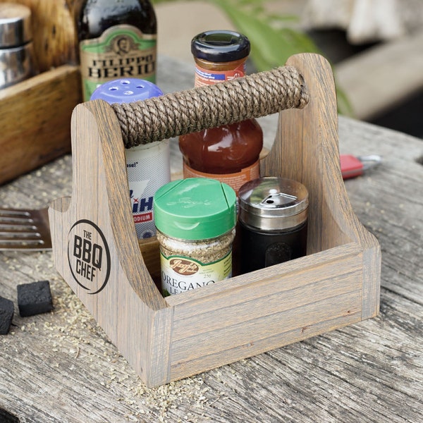Wood Condiment Caddy - Etsy